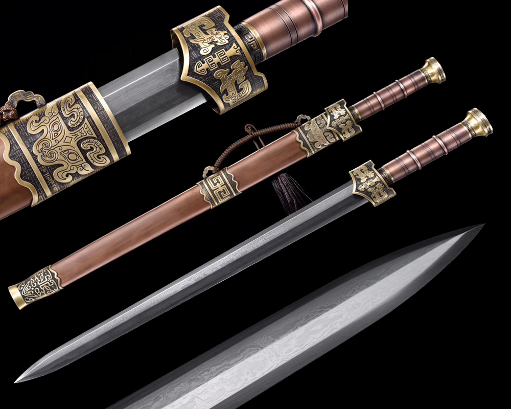 Hand Forge Chinese Jian Warring States Sword Folded Pattern Steel Very ...